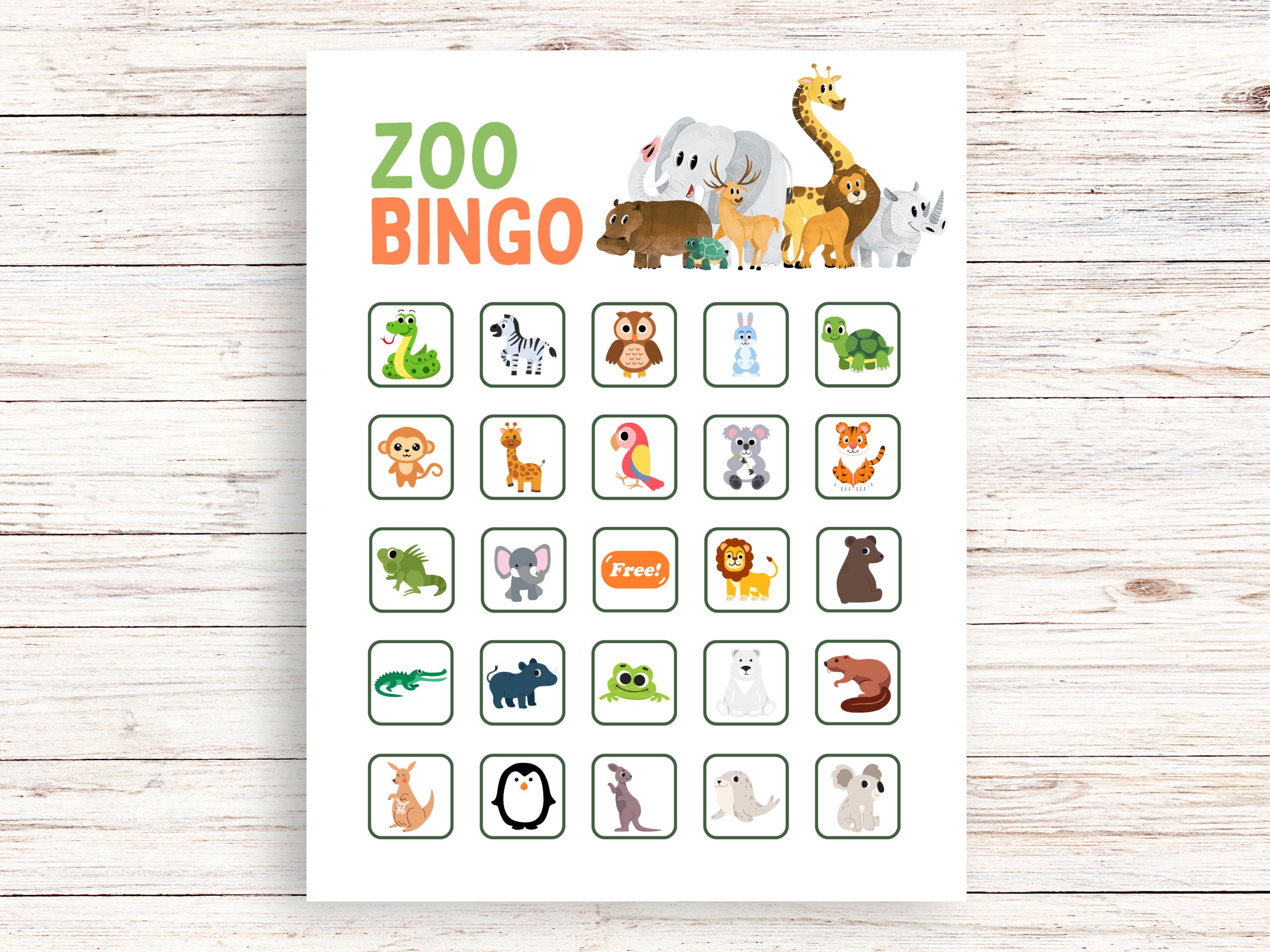 Zoo Bingo, Printable Zoo Bingo Cards, Animal Bingo Cards, Zoo Activity ...