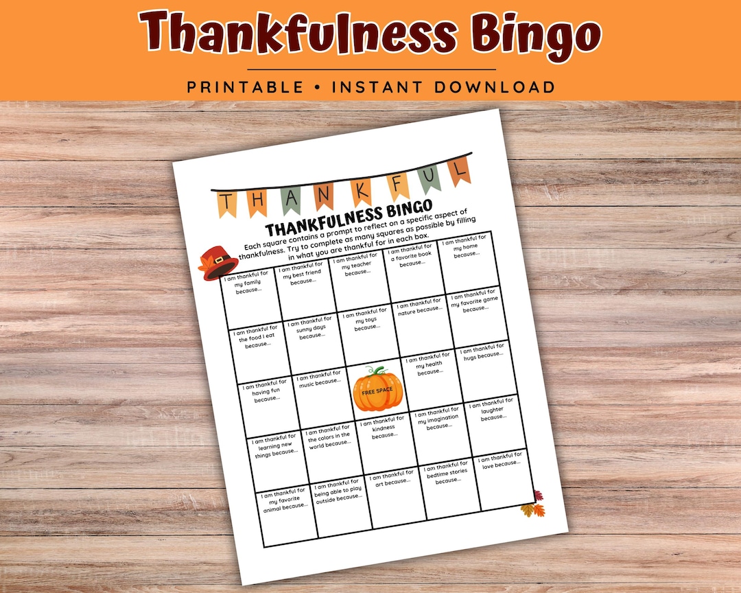 Gratitude Bingo, Thankfulness Bingo, Thanksgiving Bingo, Gratitude ...