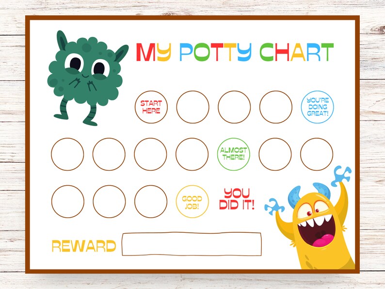 Happy Monster Potty Training Chart, Potty Training Chart Printable ...