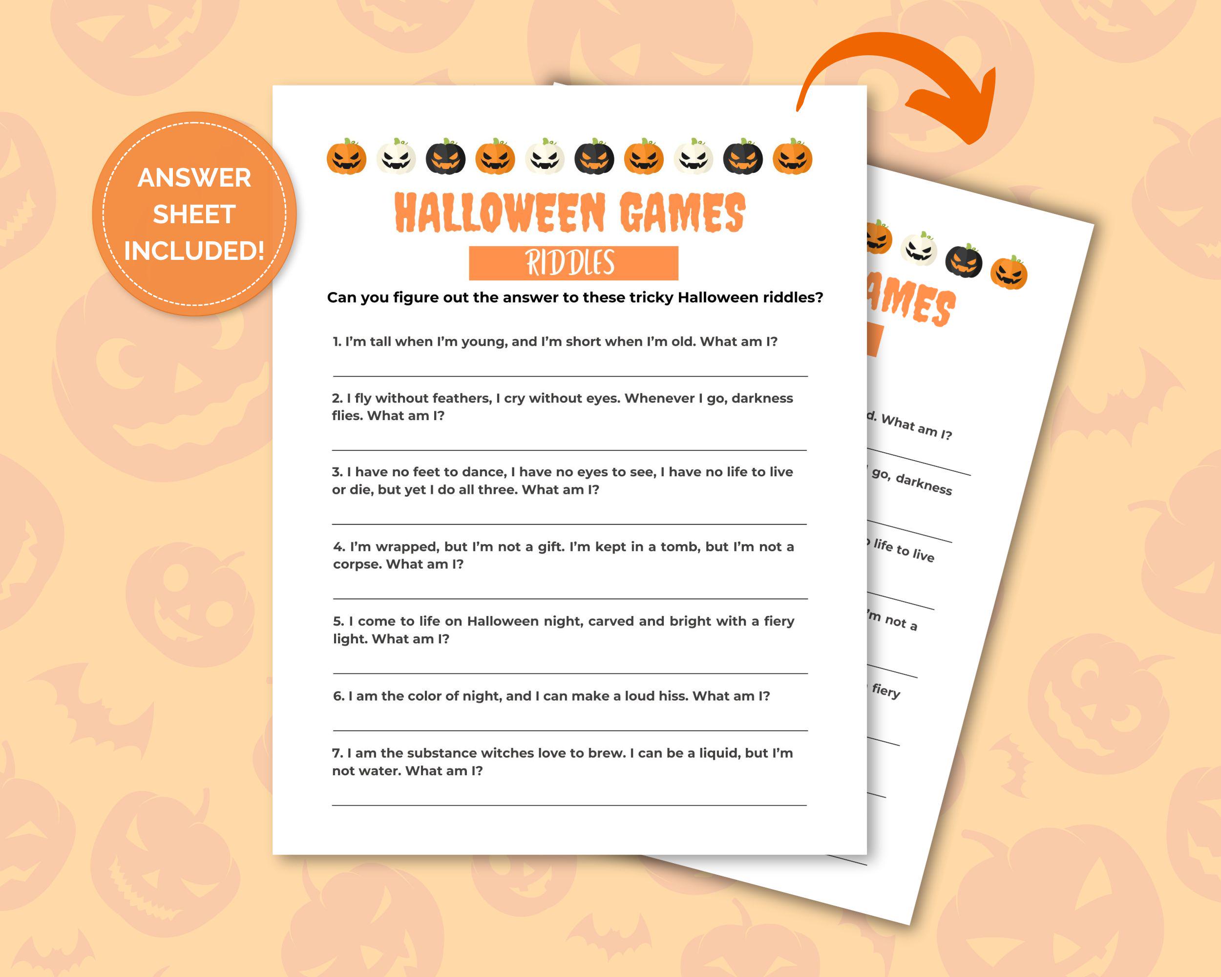 Halloween Riddles, Halloween Riddle Me This, Halloween Game, Halloween ...