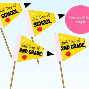 First Day of 2nd Grade Pennant Flags, Printable Back to School Flags ...