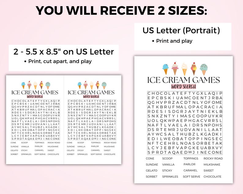 Ice Cream Word Search, Word Search for Kids, Printable Ice Cream ...