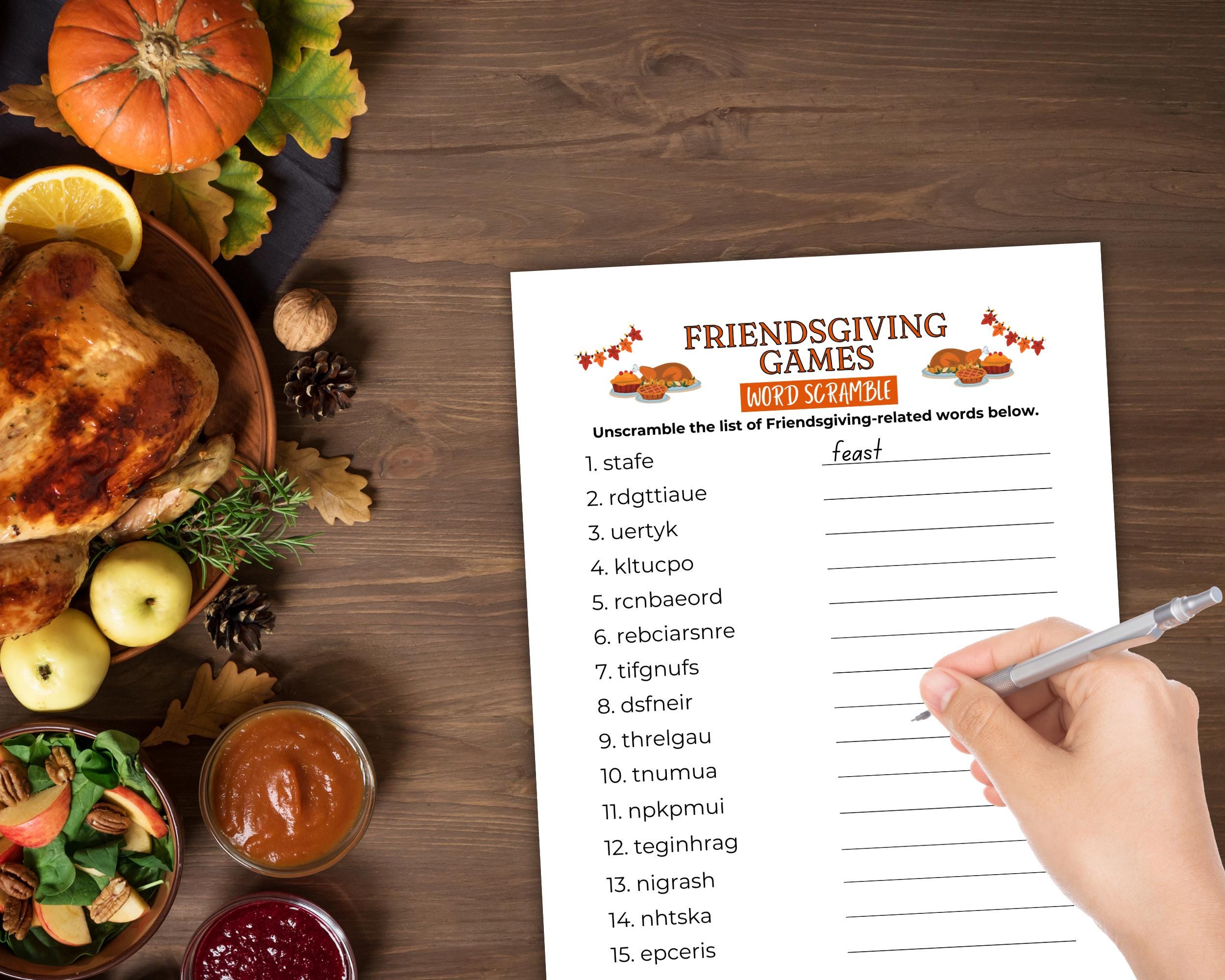 Friendsgiving Word Scramble, Friendsgiving Game, Word Scramble Game ...