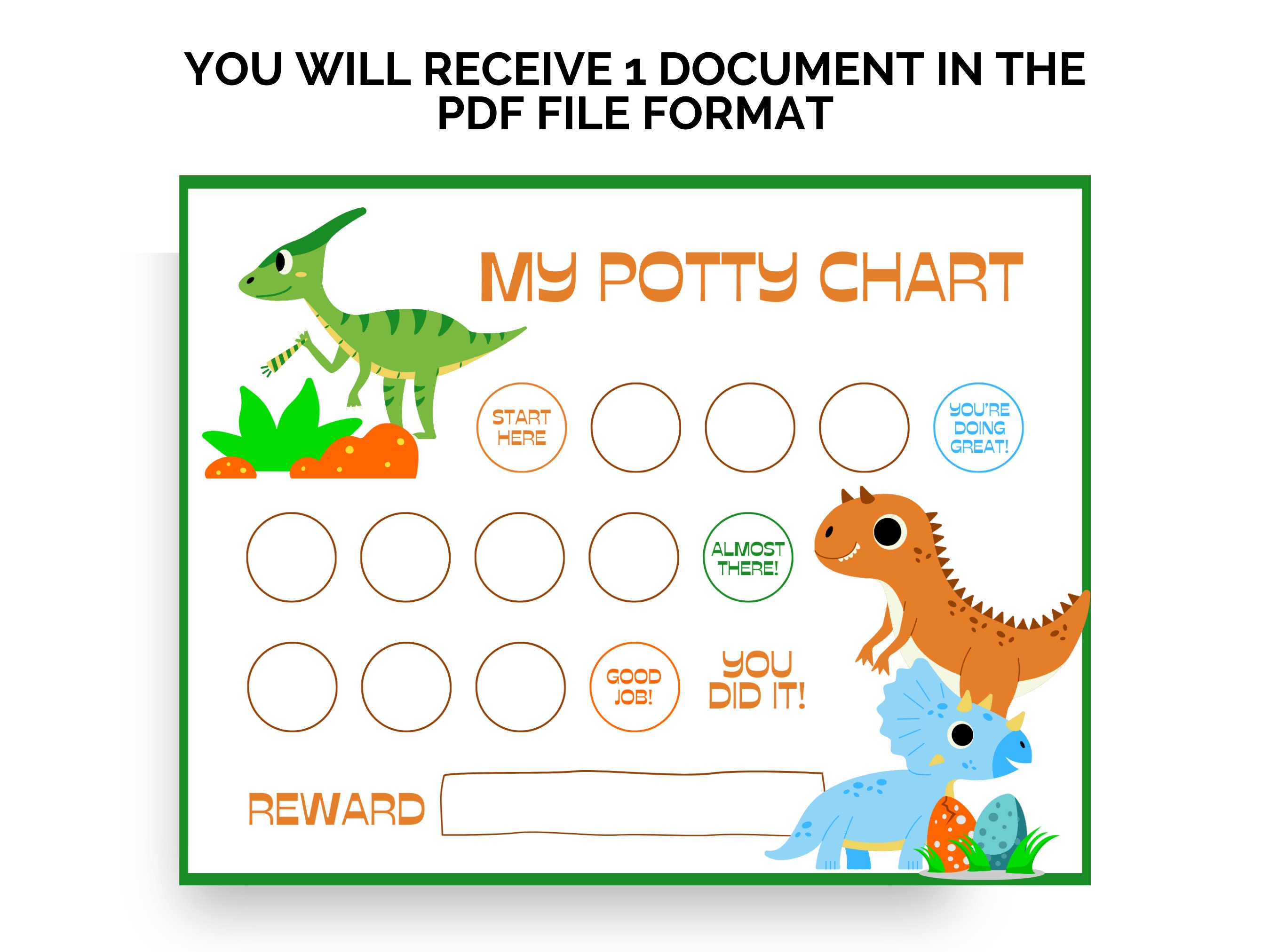 Dinosaur Potty Training Chart, Potty Training Chart Printable, Potty ...
