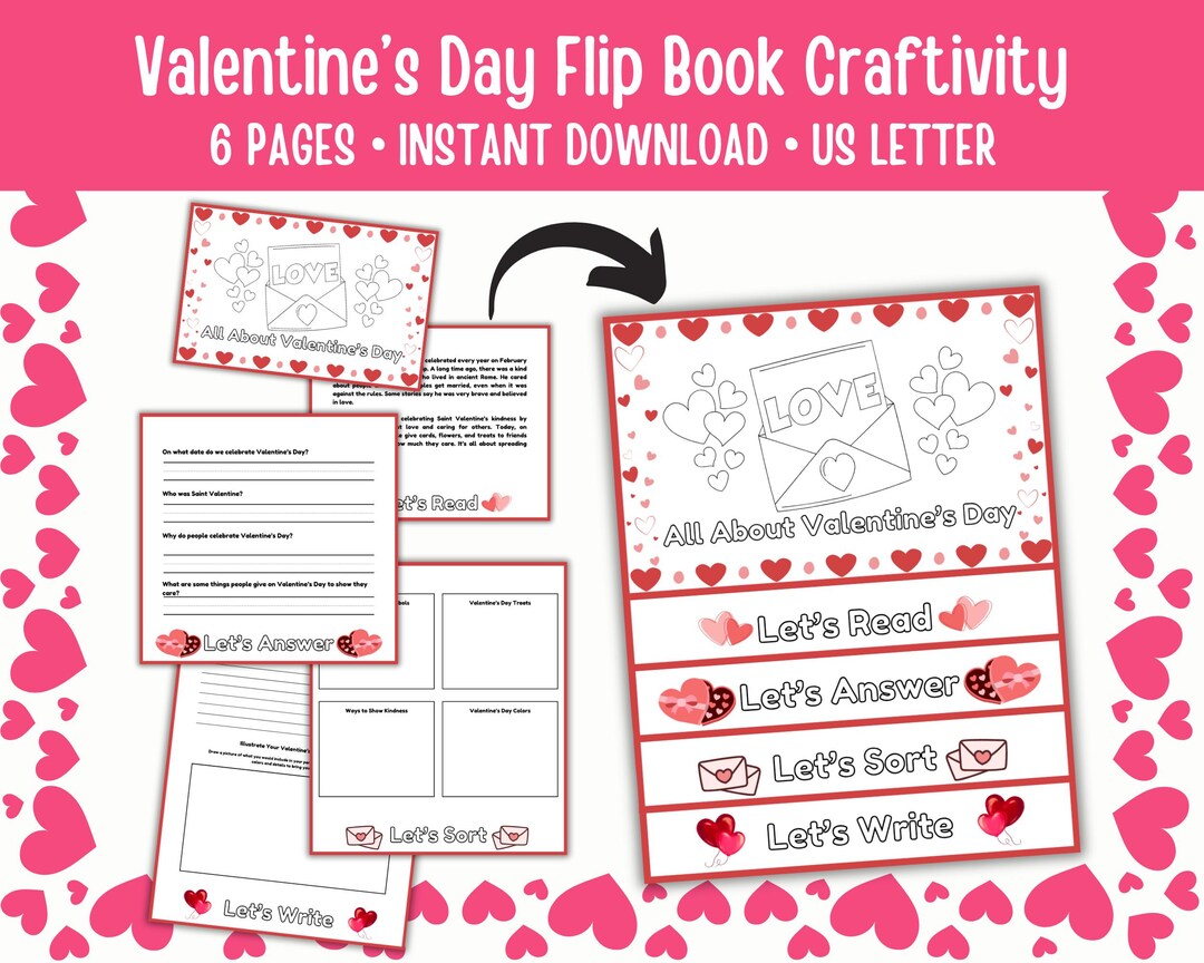 Valentine's Day Flip Book Craftivity, Valentine's Day Reading and ...