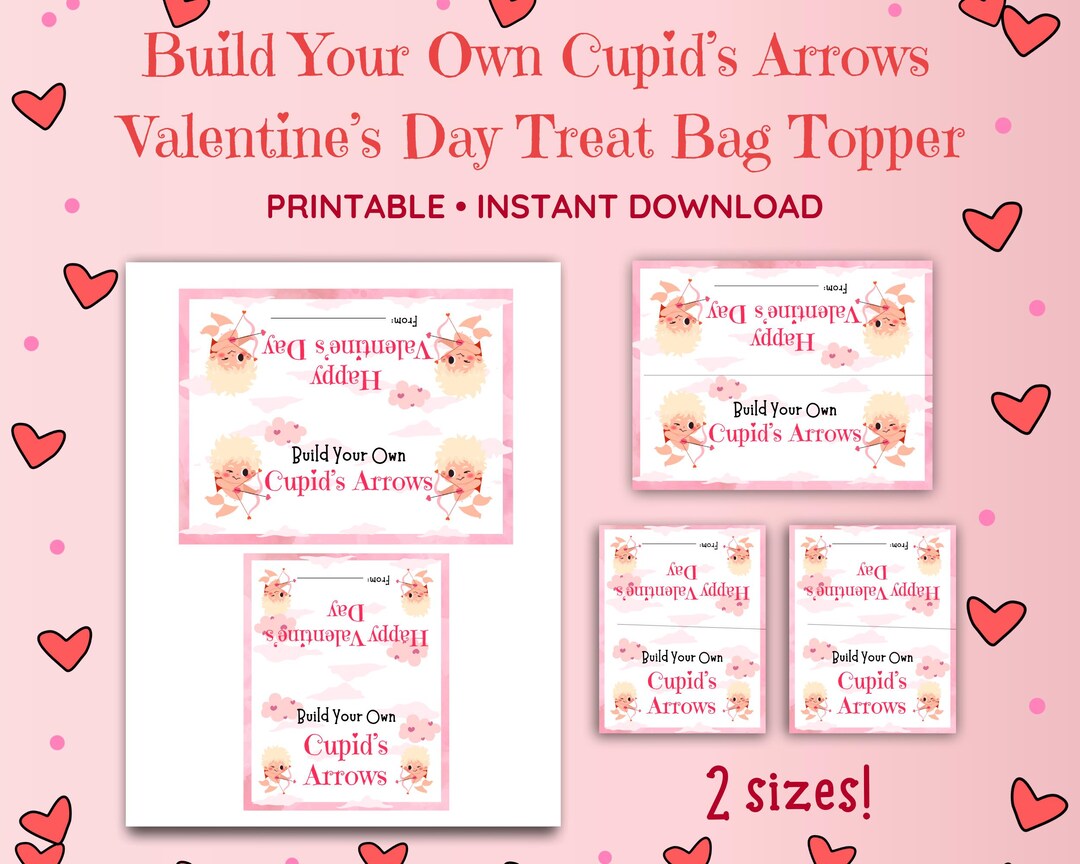 Valentine's Day Treat Bag Topper, Build Your Own Cupid, Valentine's Day ...