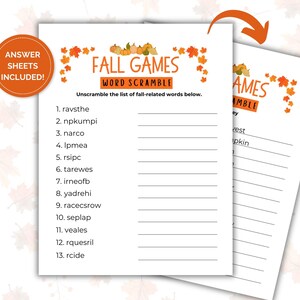 Fall Games, Fall Game Bundle, Autumn Games for Kids and Adults, Fall ...