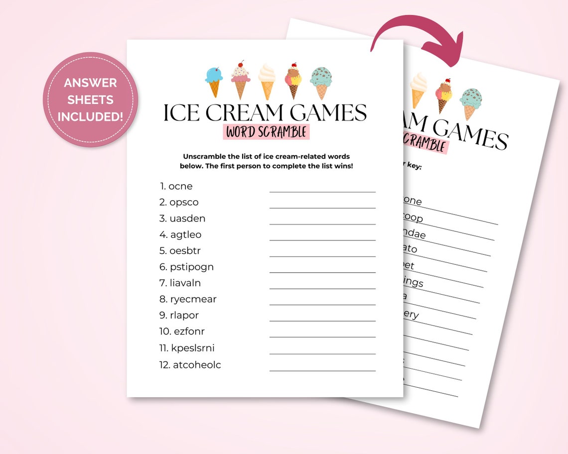Ice Cream Games, Ice Cream Party Games, Ice Cream Game Printable, Ice ...