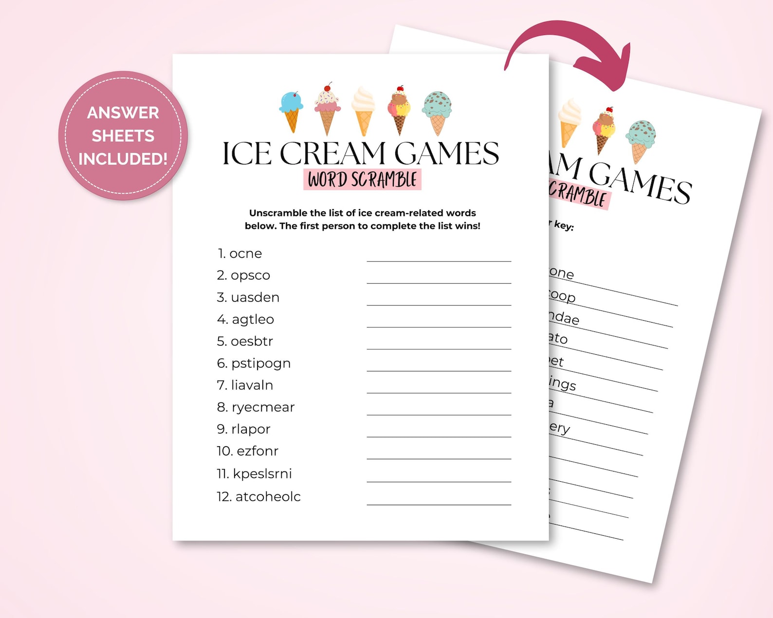Ice Cream Games, Ice Cream Party Games, Ice Cream Game Printable, Ice ...