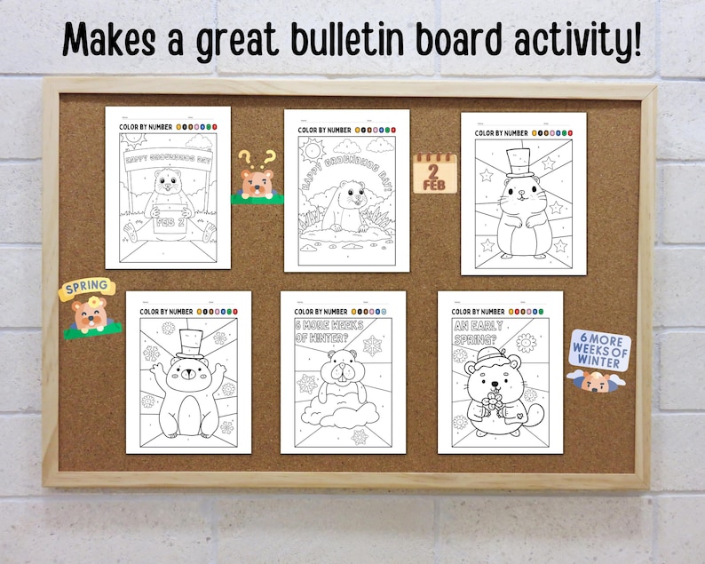 Groundhog Day Color by Number, Color by Number Easy, Coloring Pages ...