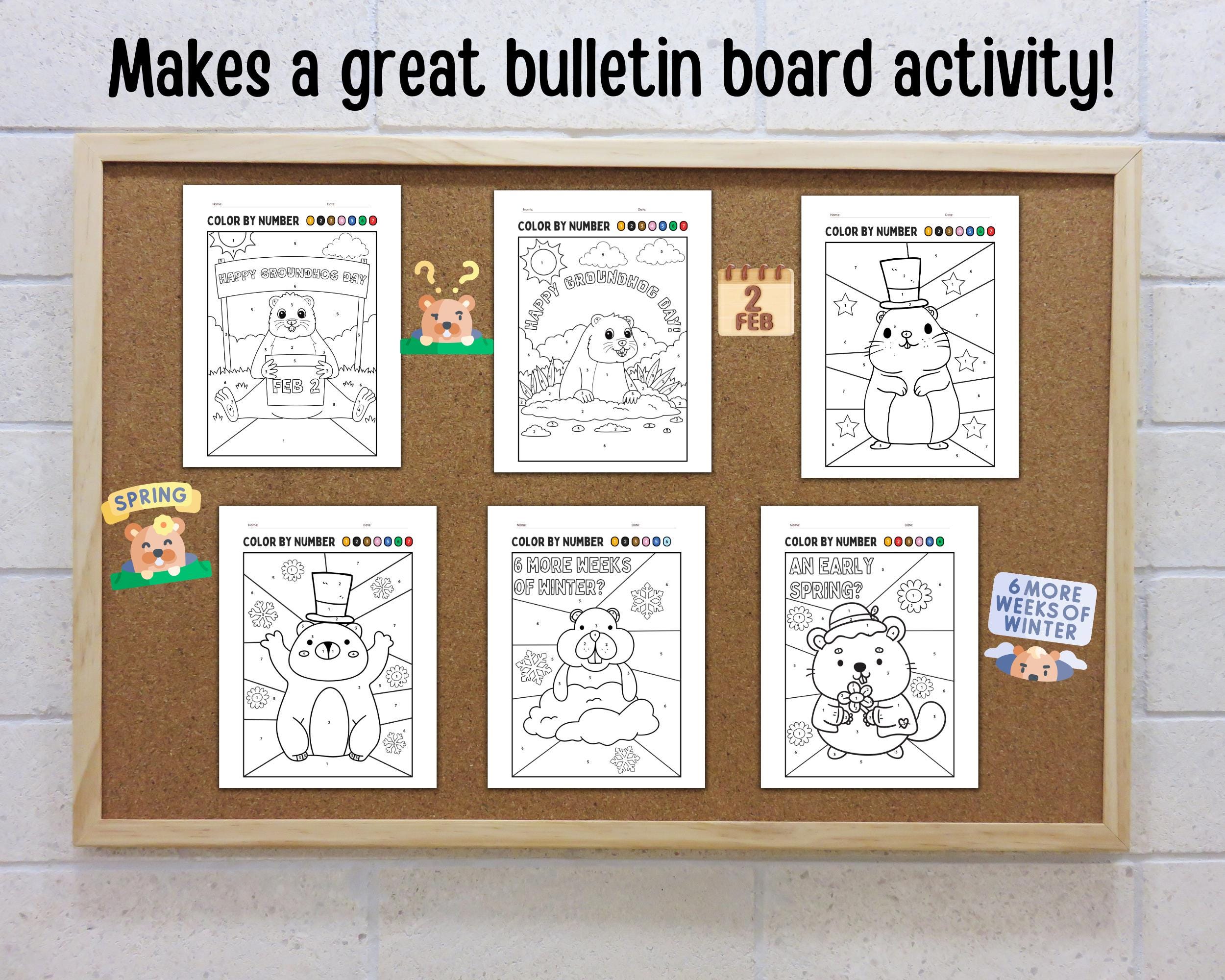 Groundhog Day Color by Number, Color by Number Easy, Coloring Pages ...