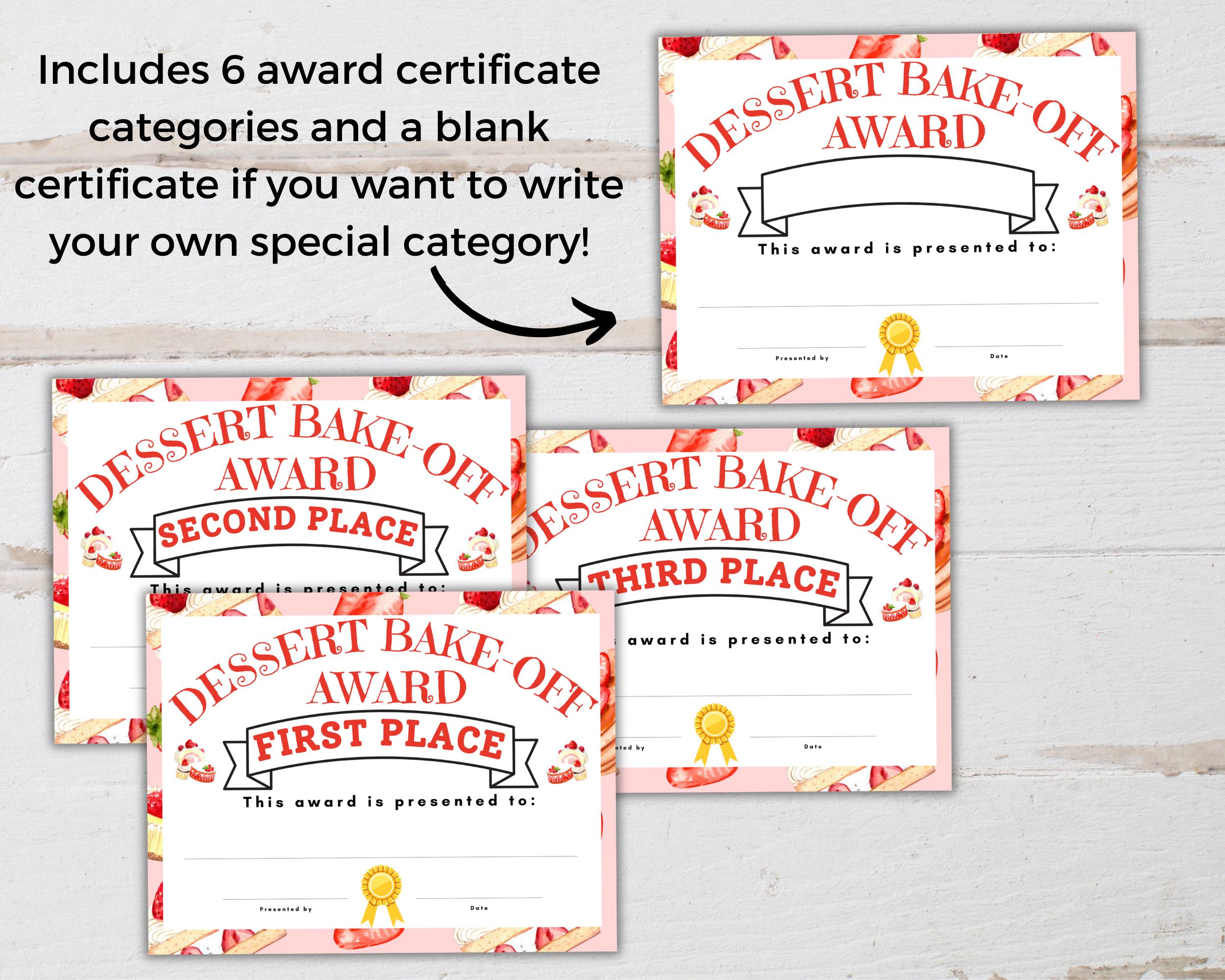 Dessert Bake-off Contest Kit, Dessert Contest, Dessert Competition ...