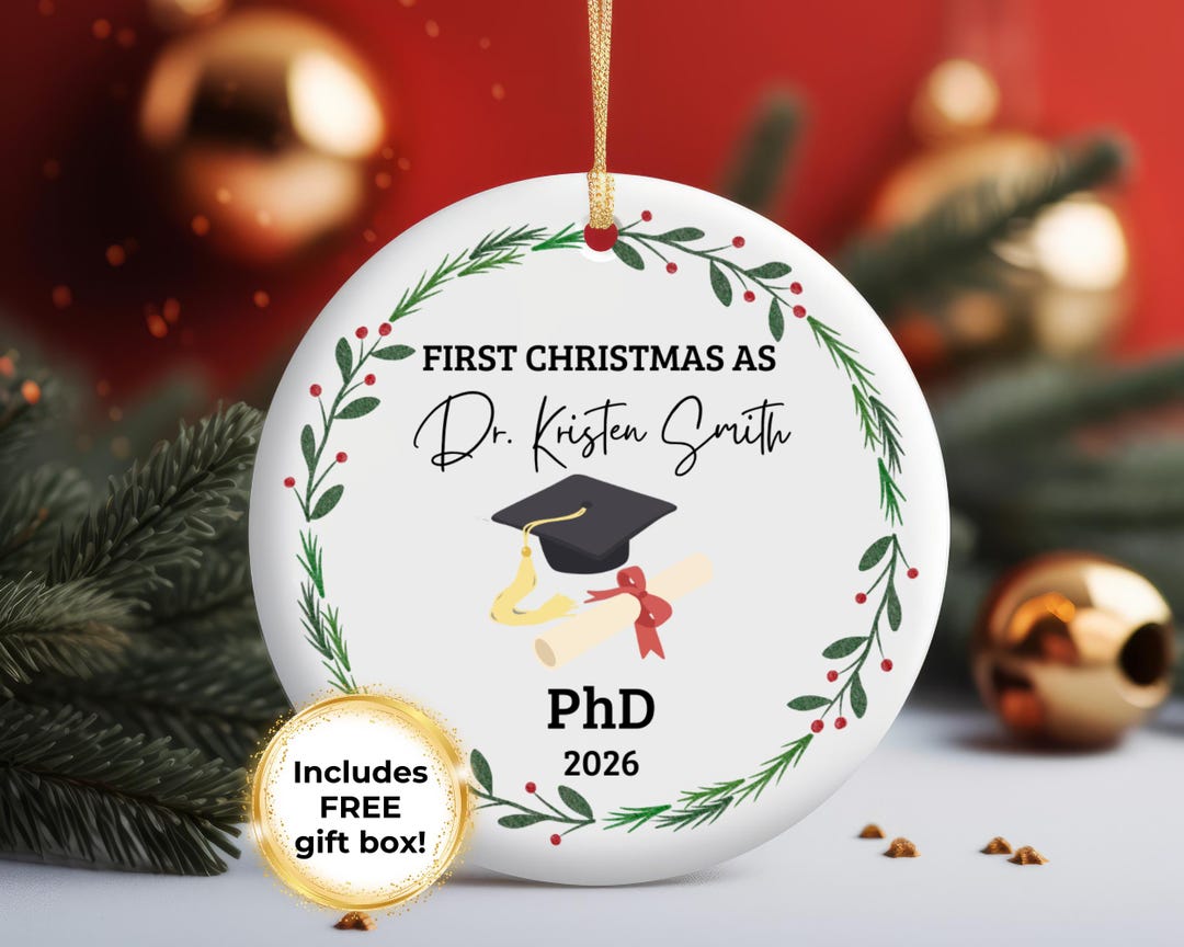 Personalized Phd Christmas Ornament, New Phd Doctor Gift, Custom Phd ...