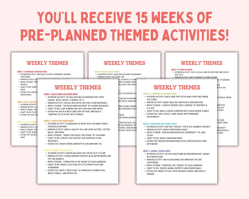 Summer Camp at Home Planner, Summer Planner, Home Activities, Kids ...