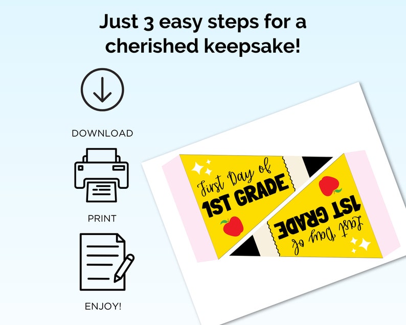 First Day of 1st Grade Pennant Flags, Printable Back to School Flags ...