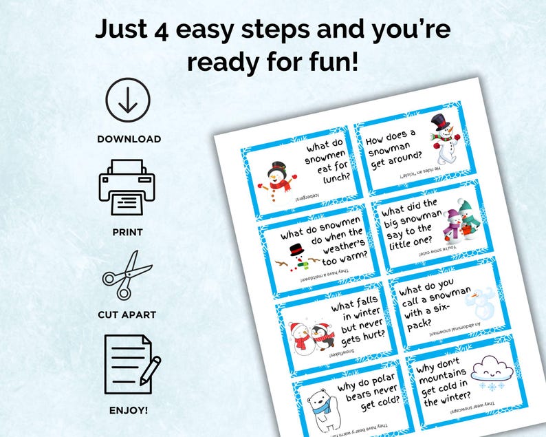 Winter Lunchbox Jokes, Lunch Box Notes, Printable Lunch Notes for Kids ...