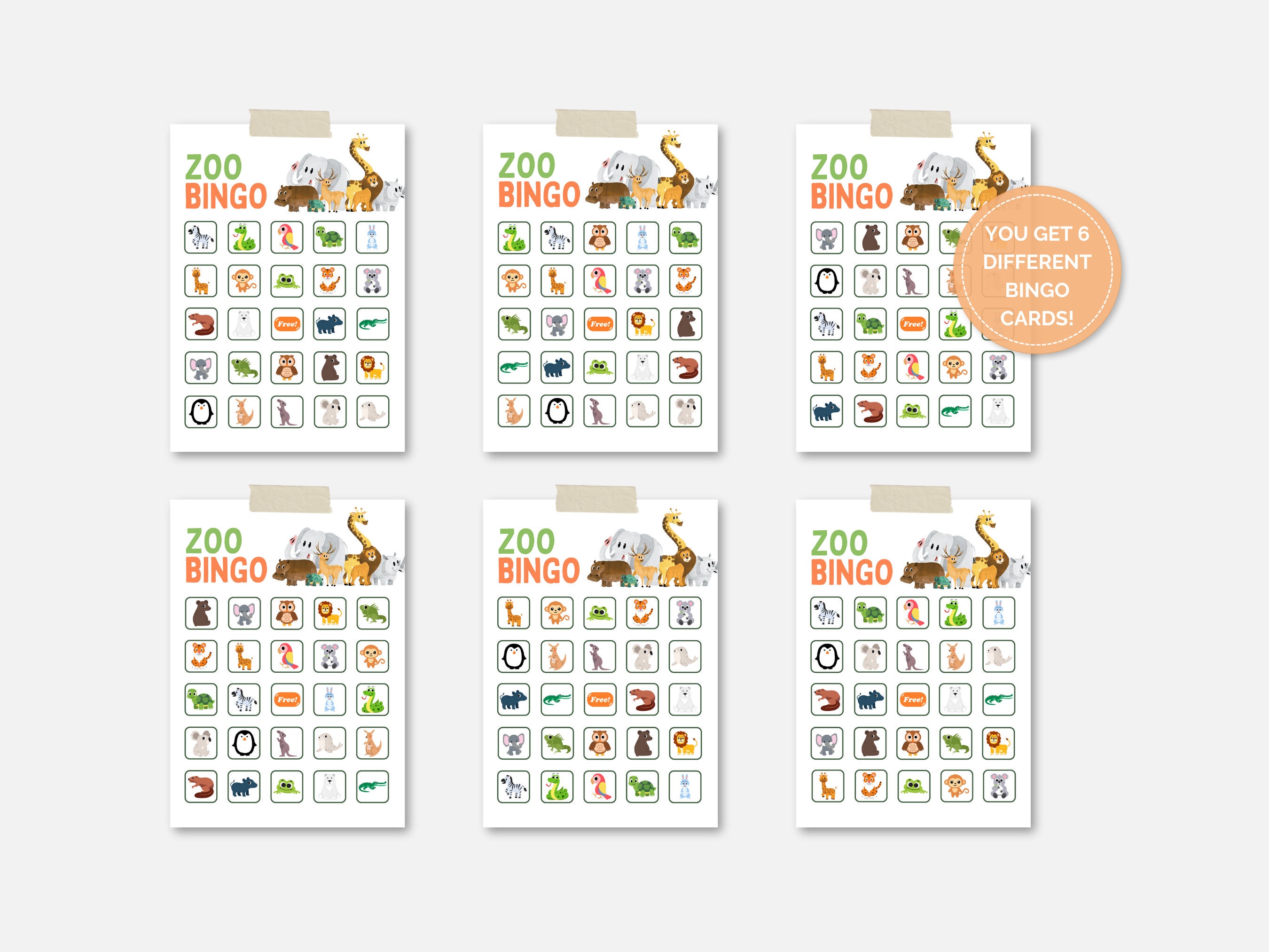 Zoo Bingo Cards, Printable Zoo Bingo Cards, Zoo Bingo, Animal Bingo ...