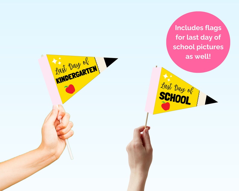 First Day of Kindergarten Pennant Flags, Printable Back to School Flags ...