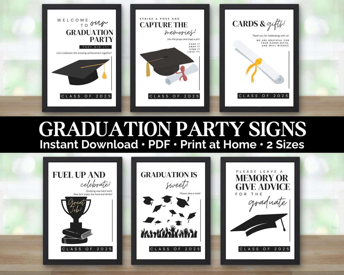 Graduation Party Signs, Grad Party Signs, Party Table Signs, Photo ...