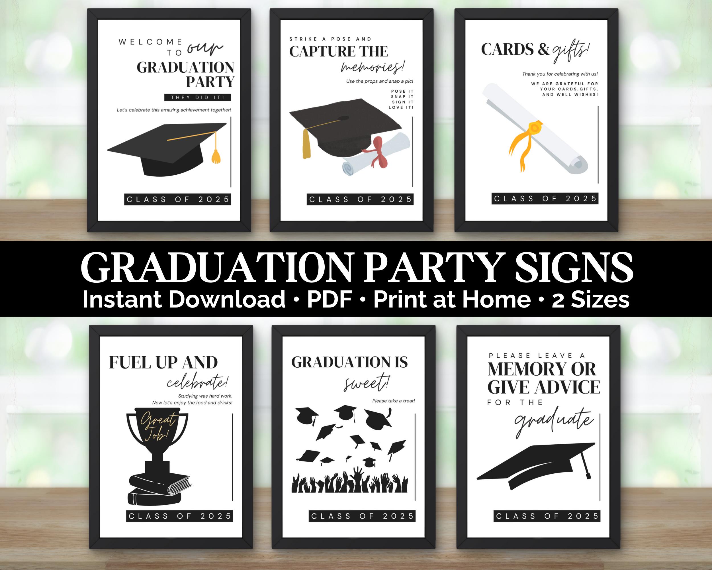 Graduation Party Signs, Grad Party Signs, Party Table Signs, Photo ...
