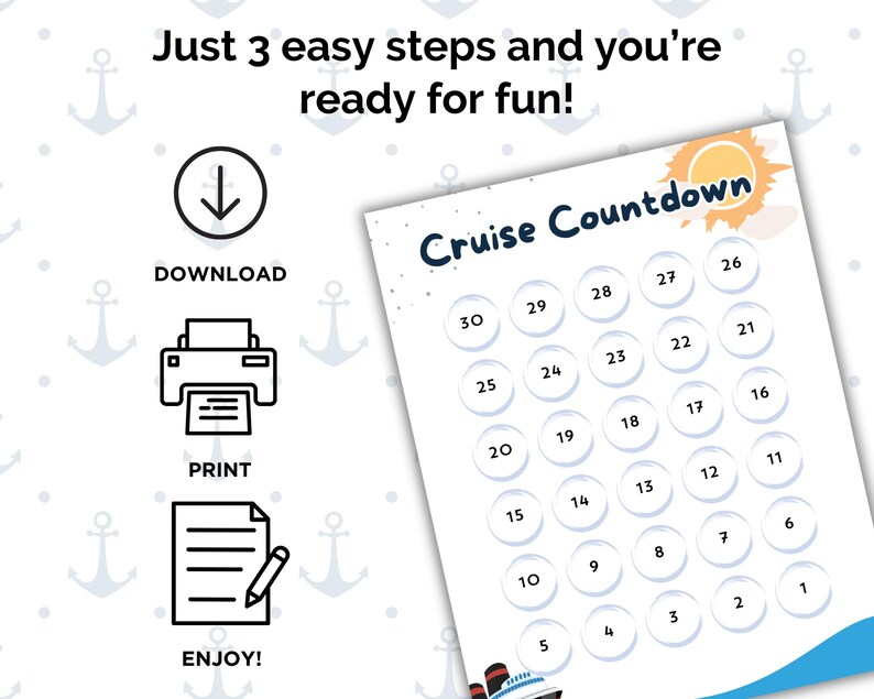 Cruise Countdown, Countdown Printable, Vacation Countdown, Countdown ...