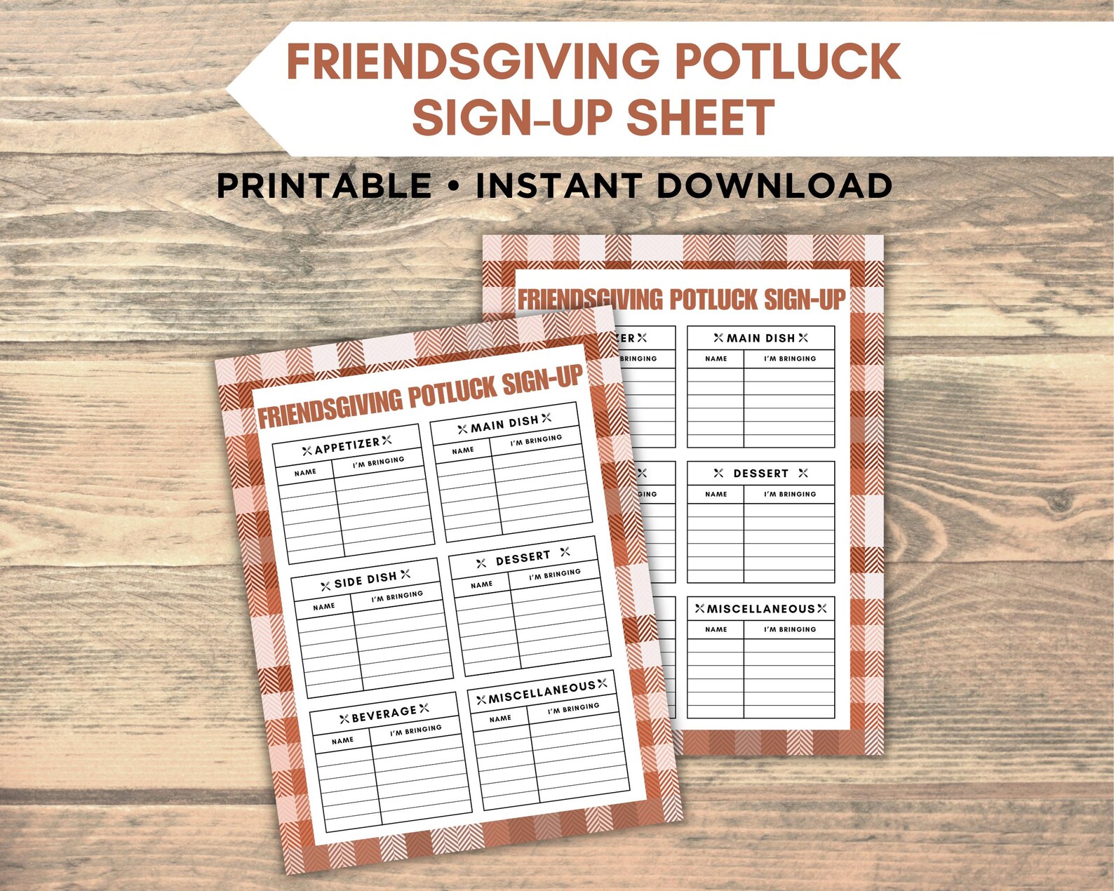Friendsgiving Potluck Sign up Sheet, Friendsgiving Party, Printable ...