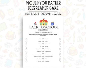 Would You Rather Back to School Activity, First Day of School Game ...