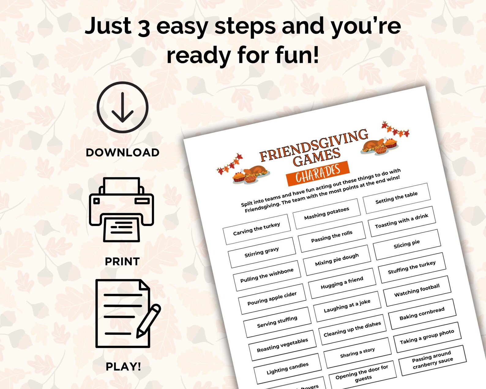 Friendsgiving Charades, Friendsgiving Game, Printable Charades ...