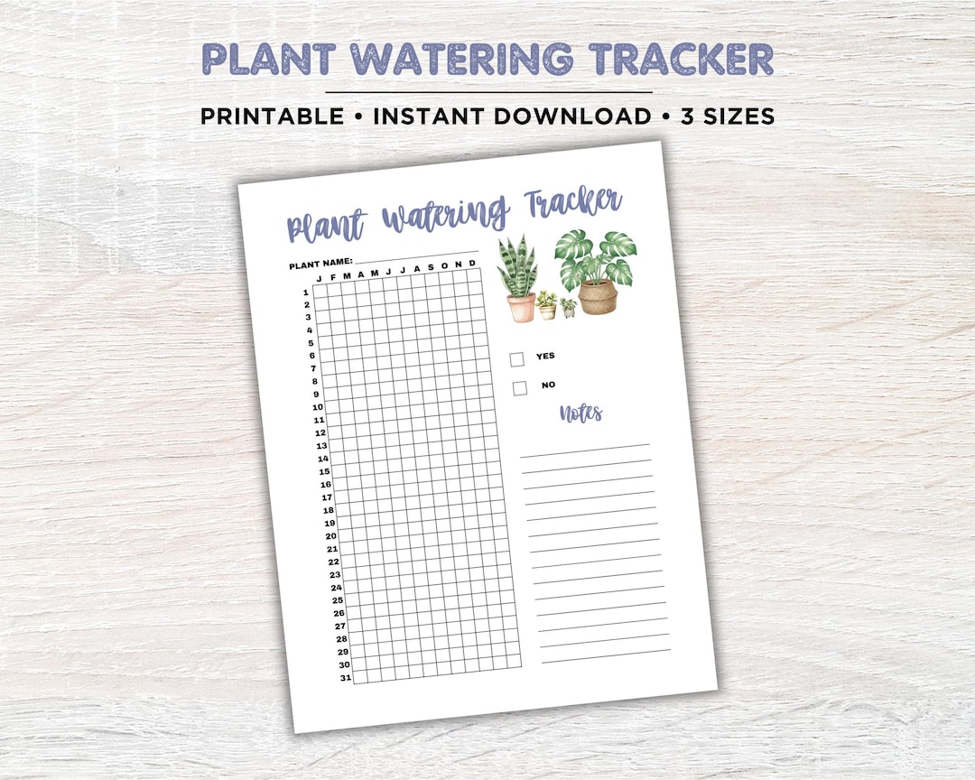 Plant Watering Tracker, Watering Log, Yearly House Plant Water Tracker ...