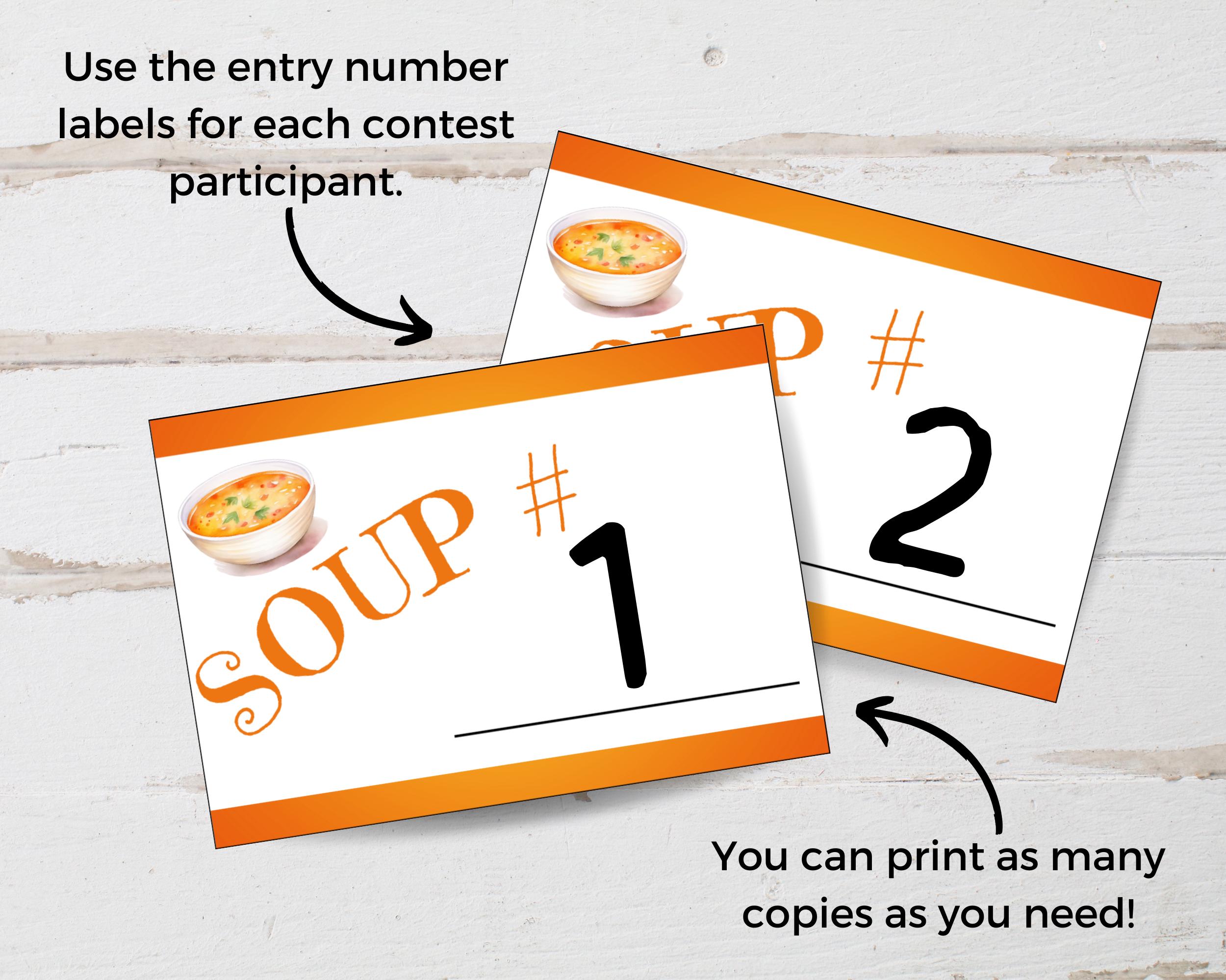 Soup Cook-off Contest Kit, Soup Contest, Souper Bowl, Soup Competition ...