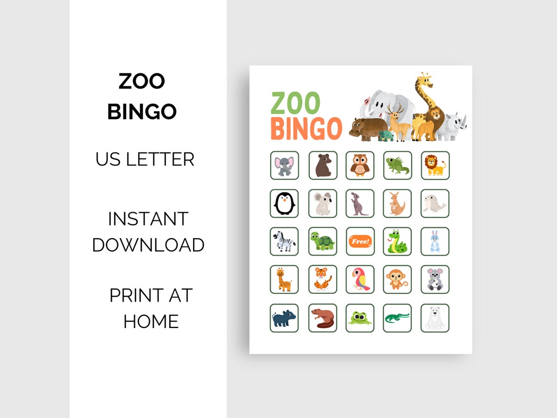 Zoo Bingo Cards, Printable Zoo Bingo Cards, Zoo Bingo, Animal Bingo ...