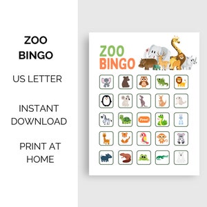 Zoo Bingo Cards, Printable Zoo Bingo Cards, Zoo Bingo, Animal Bingo ...