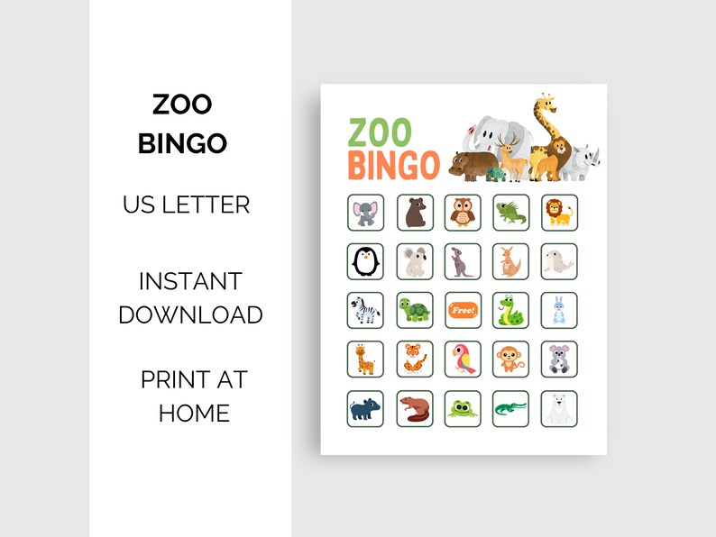 Zoo Bingo Cards, Printable Zoo Bingo Cards, Zoo Bingo, Animal Bingo ...