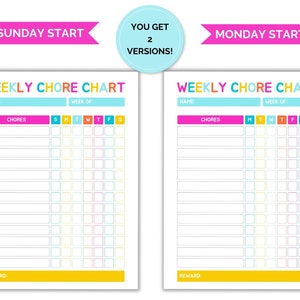 Kids Weekly Chore Chart, Kids Chore Chart, Printable Chore Chart, Kid ...
