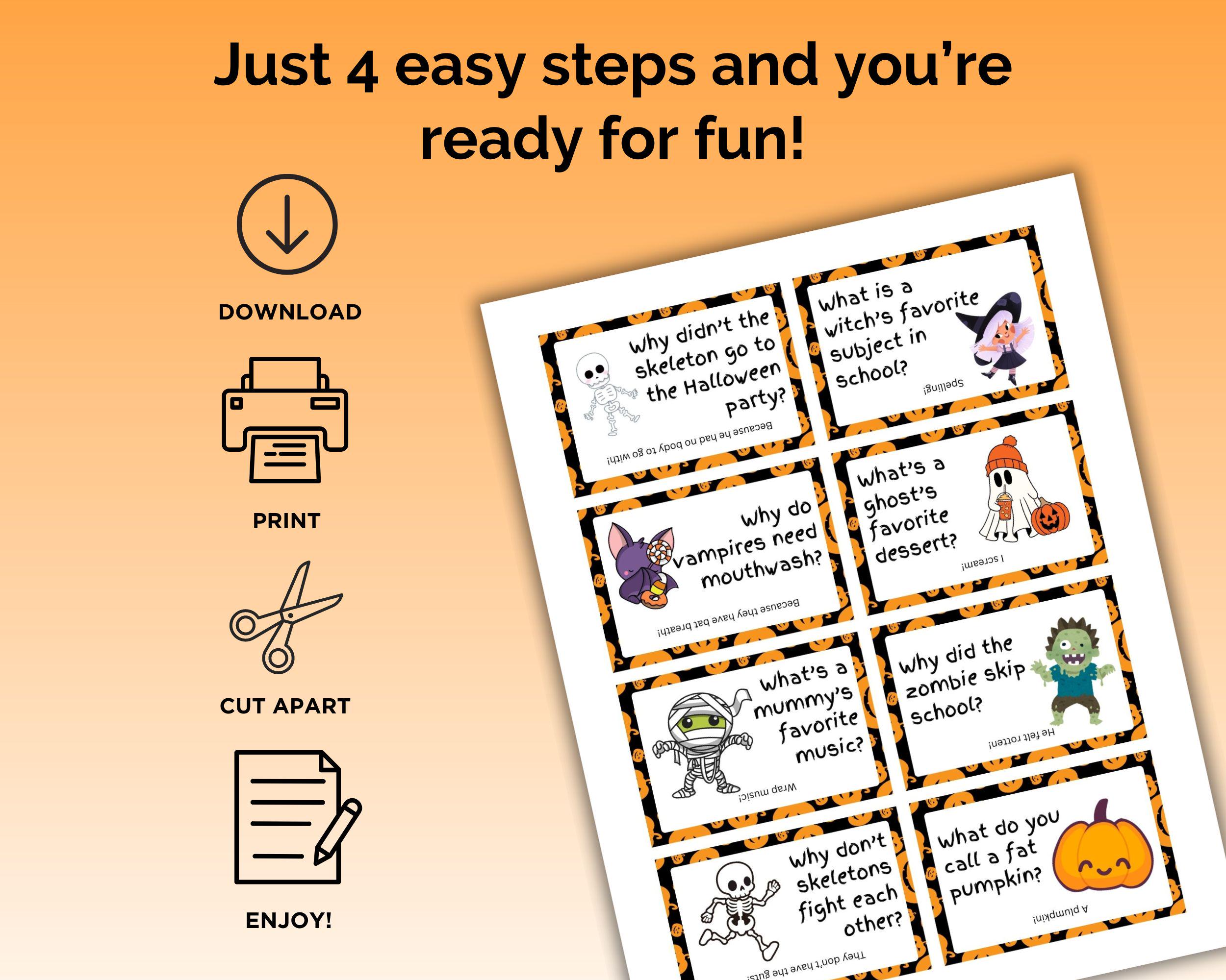 Halloween Lunchbox Jokes, Lunch Box Notes, Printable Lunch Notes for ...