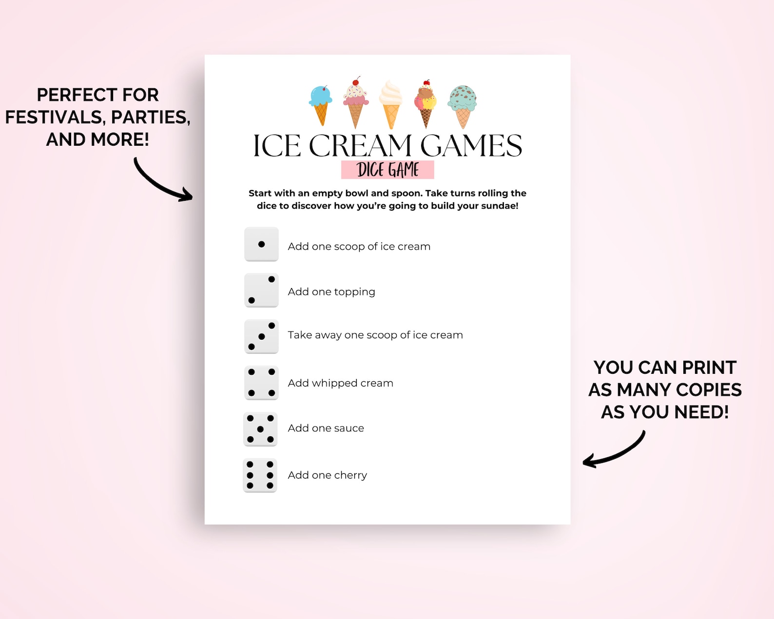 Ice Cream Dice Game, Build a Sundae Game, Ice Cream Game, Ice Cream ...