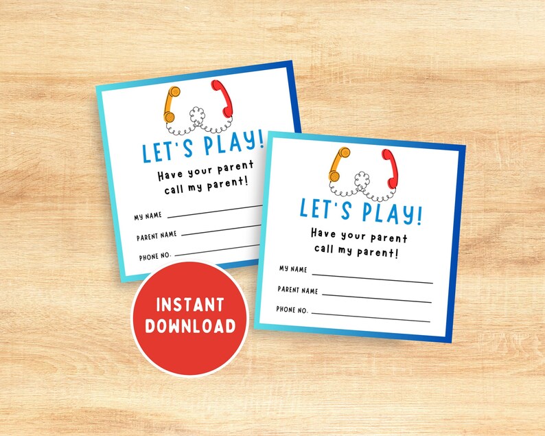 Kid's Play Date Cards, Kids Business Cards, Parent Contact Cards, Stay ...