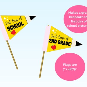 First Day of 2nd Grade Pennant Flags, Printable Back to School Flags ...