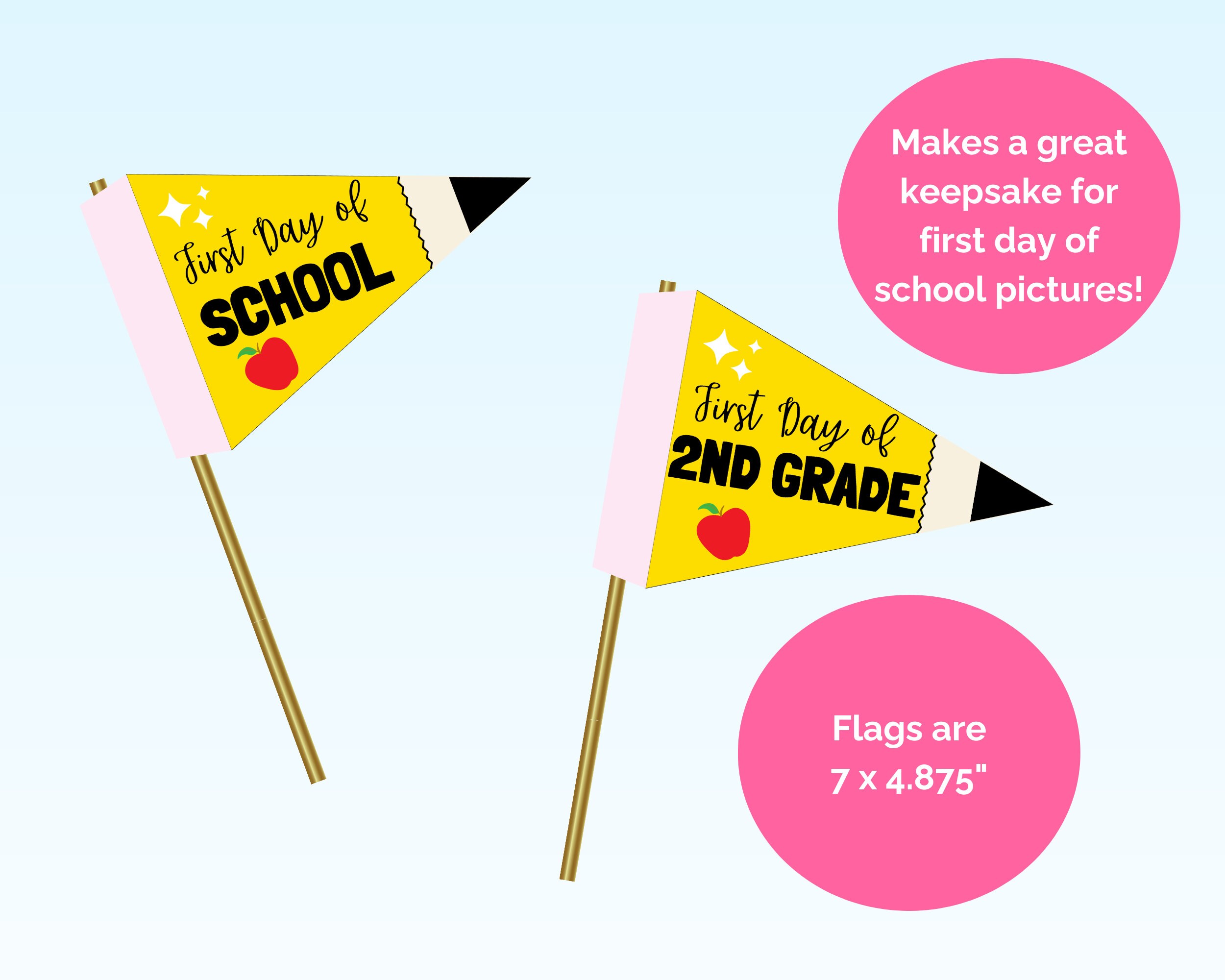 First Day of 2nd Grade Pennant Flags, Printable Back to School Flags ...