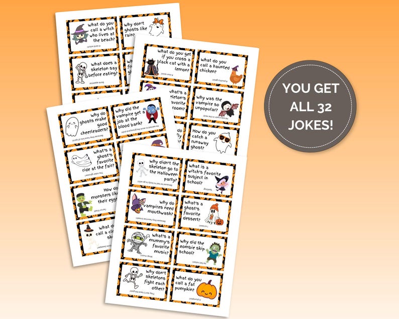 Halloween Lunchbox Jokes, Lunch Box Notes, Printable Lunch Notes for ...