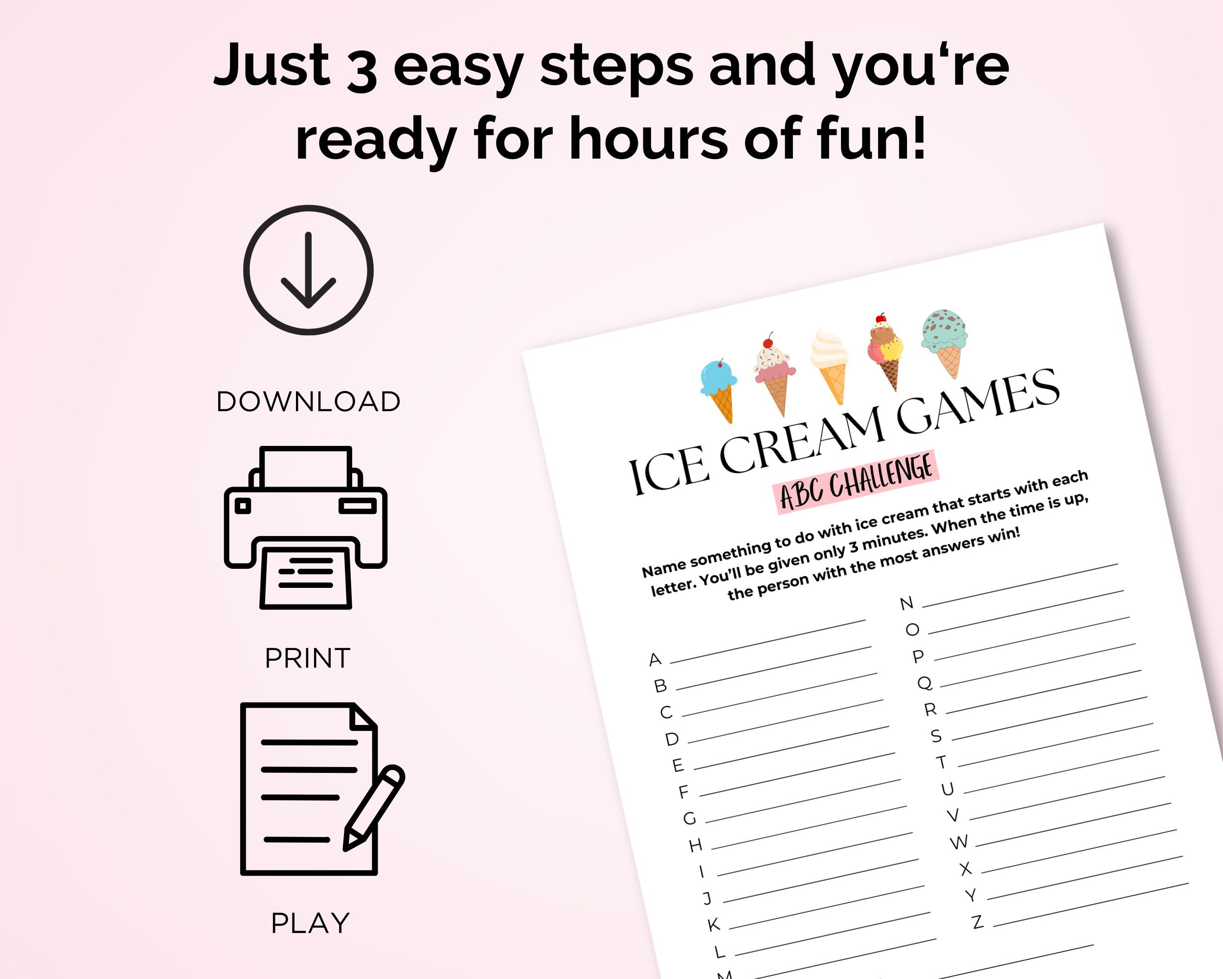 Ice Cream Games, Ice Cream Party Games, Ice Cream Game Printable, Ice ...