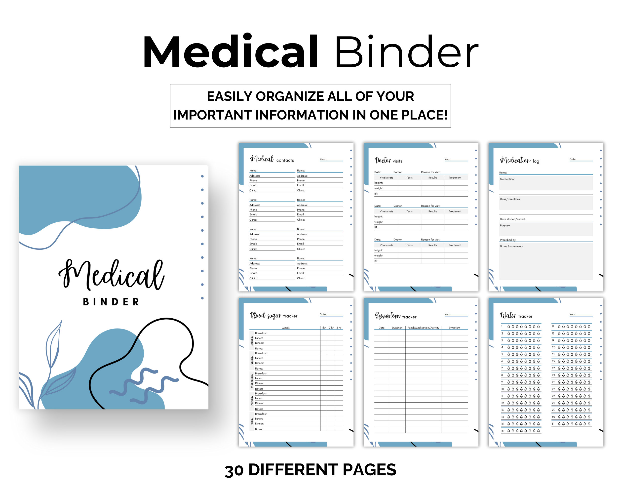 Medical Planner Printable, Medical Binder Printable, Healthcare Planner ...