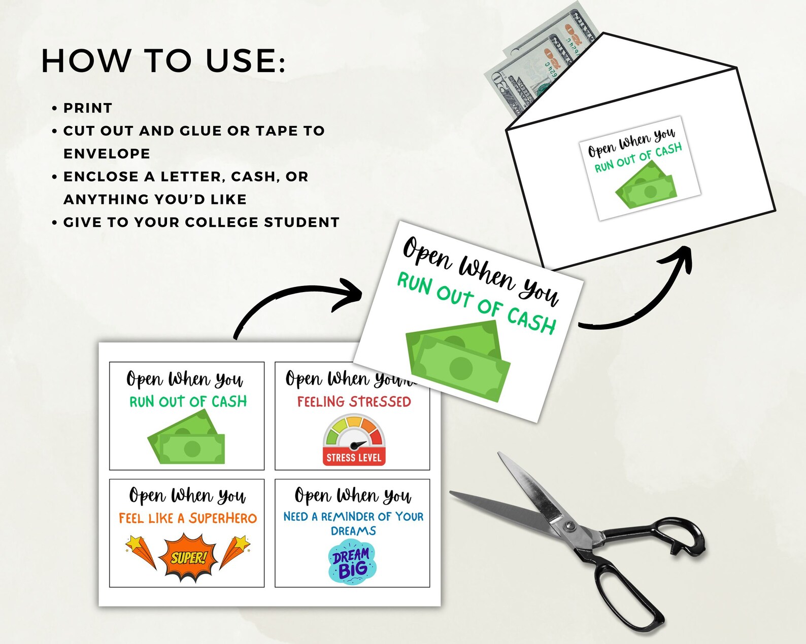 Open When Envelopes for College Students, Open When Cards for College ...
