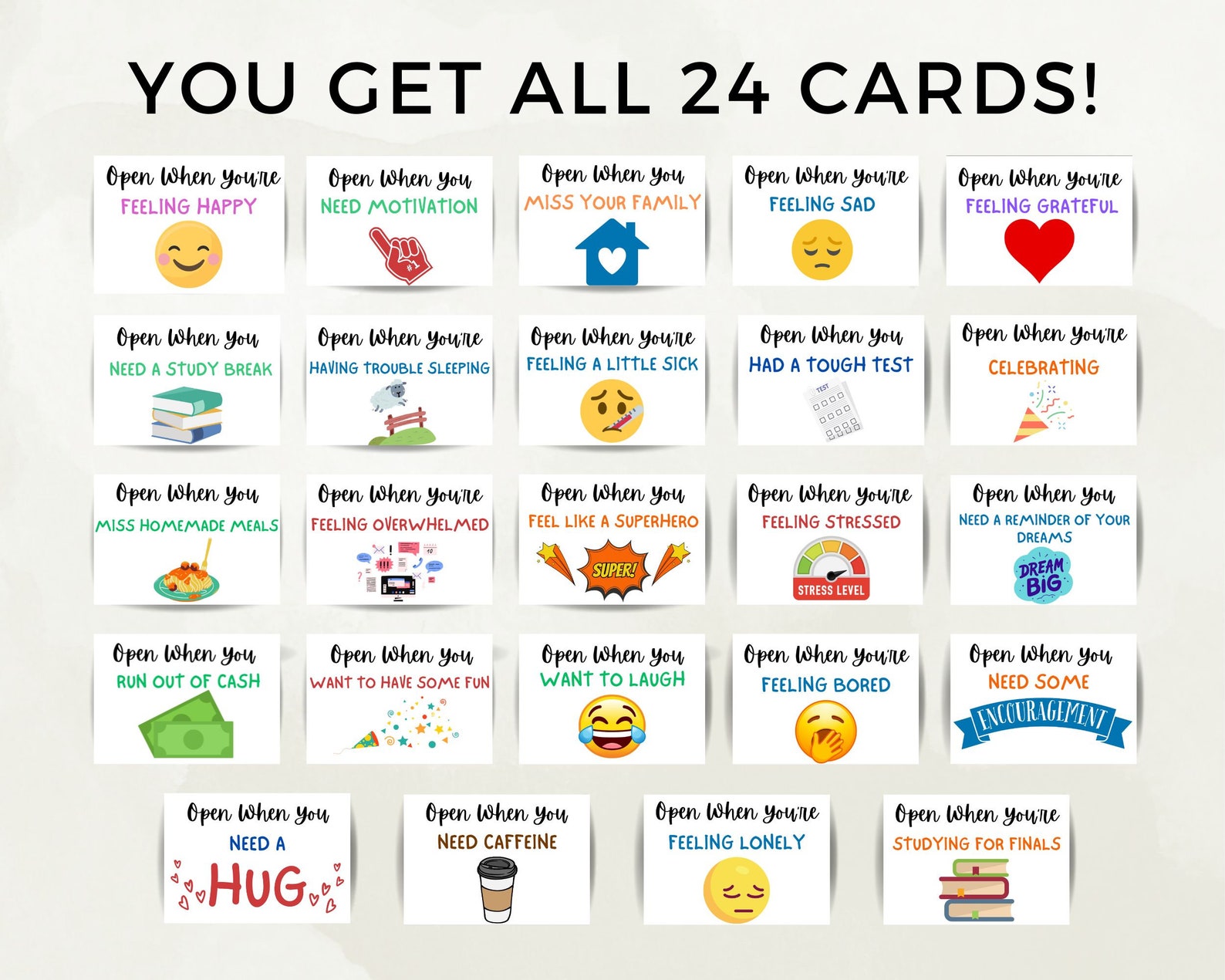 Open When Envelopes for College Students, Open When Cards for College ...