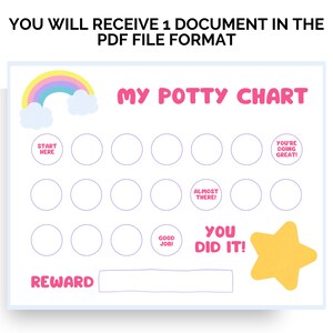 Rainbow and Star Potty Training Chart, Potty Training Chart Printable ...