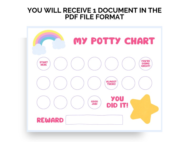 Rainbow and Star Potty Training Chart, Potty Training Chart Printable ...