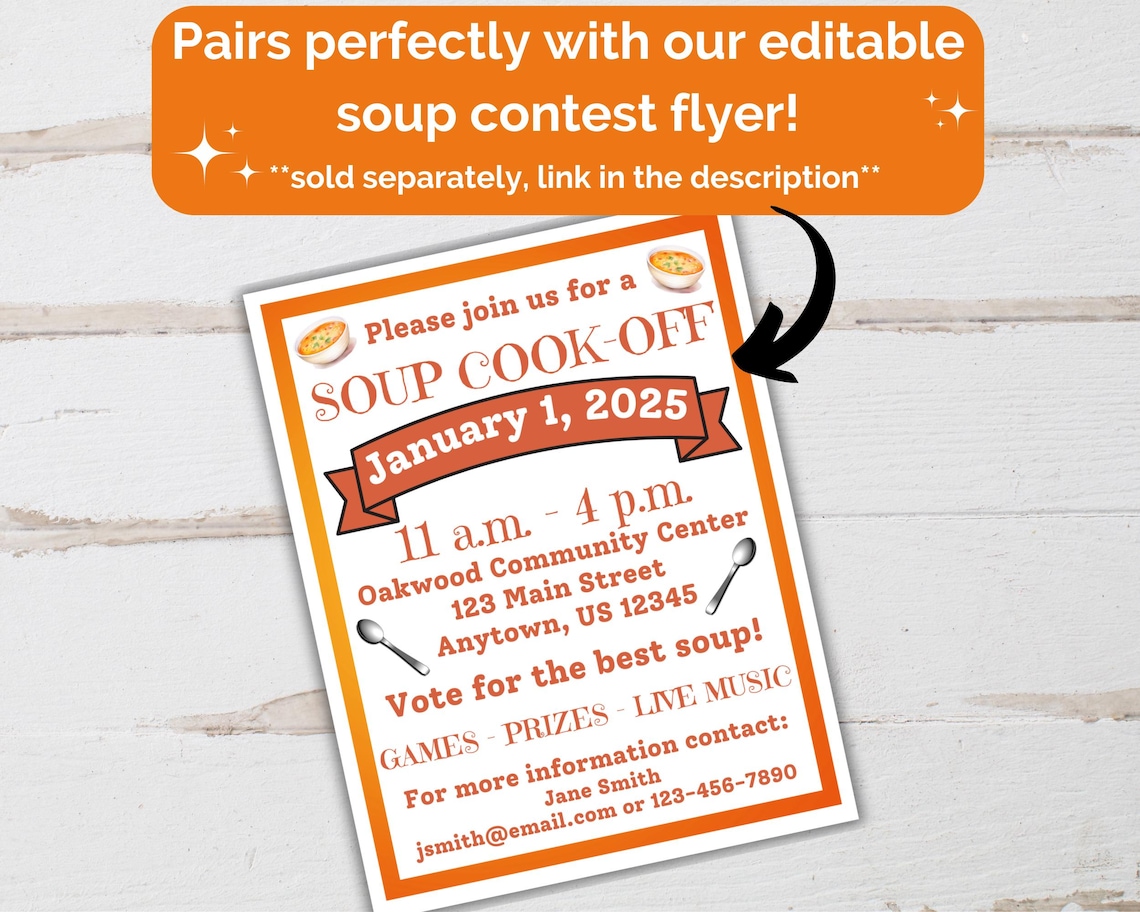 Soup Cook-off Contest Kit, Soup Contest, Souper Bowl, Soup Competition ...