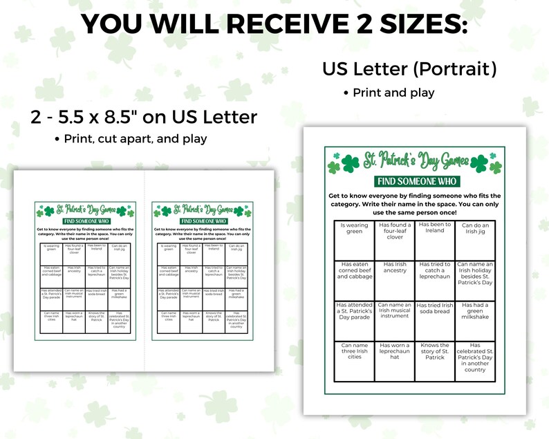 St. Patrick's Day Find Someone Who Game, St Patricks Day Games, St ...