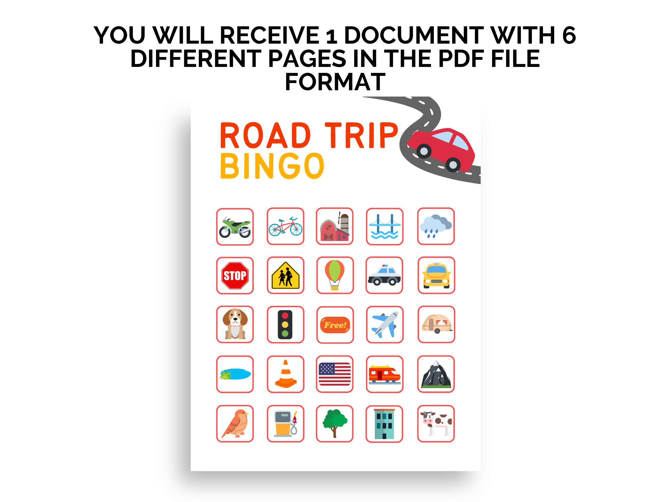 Road Trip Bingo Cards, Printable Road Trip Bingo Cards, Road Trip Bingo ...