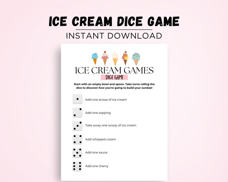 Ice Cream Dice Game, Build a Sundae Game, Ice Cream Game, Ice Cream ...